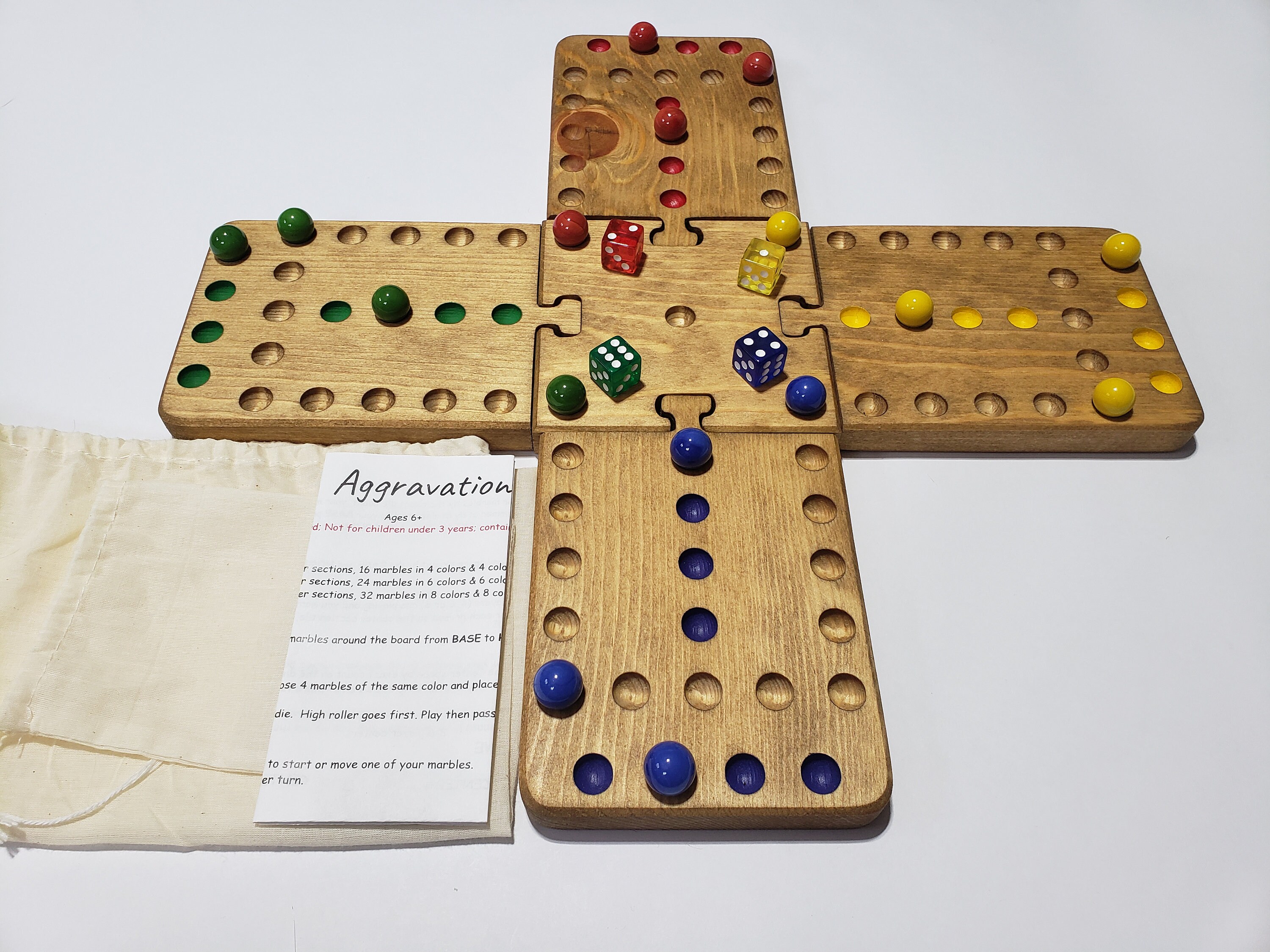 Aggravation Marble Board Game: Portable for 2-4 Players, 18mm Glass ...