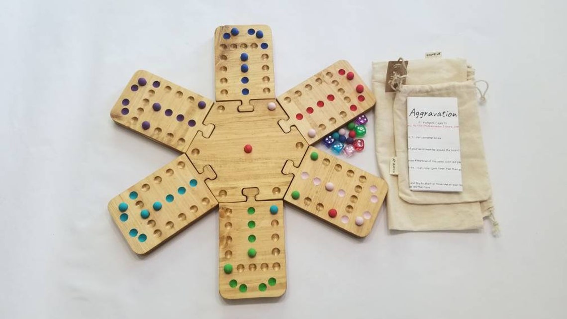 Aggravation Marble Board Game 2 3 4 5 6 Players 16 Inch Wood | Etsy