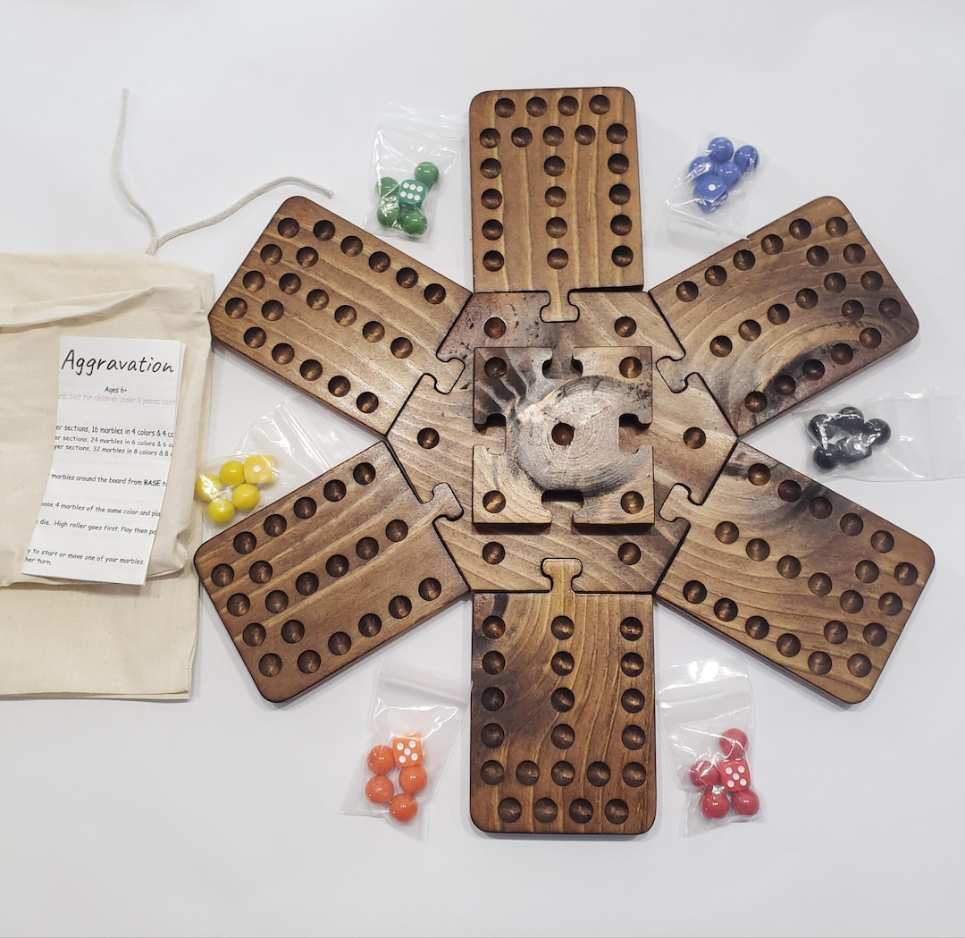 Aggravation Marble Board Game UNPAINTED 2 3 4 5 6 Players 17 Inches ...