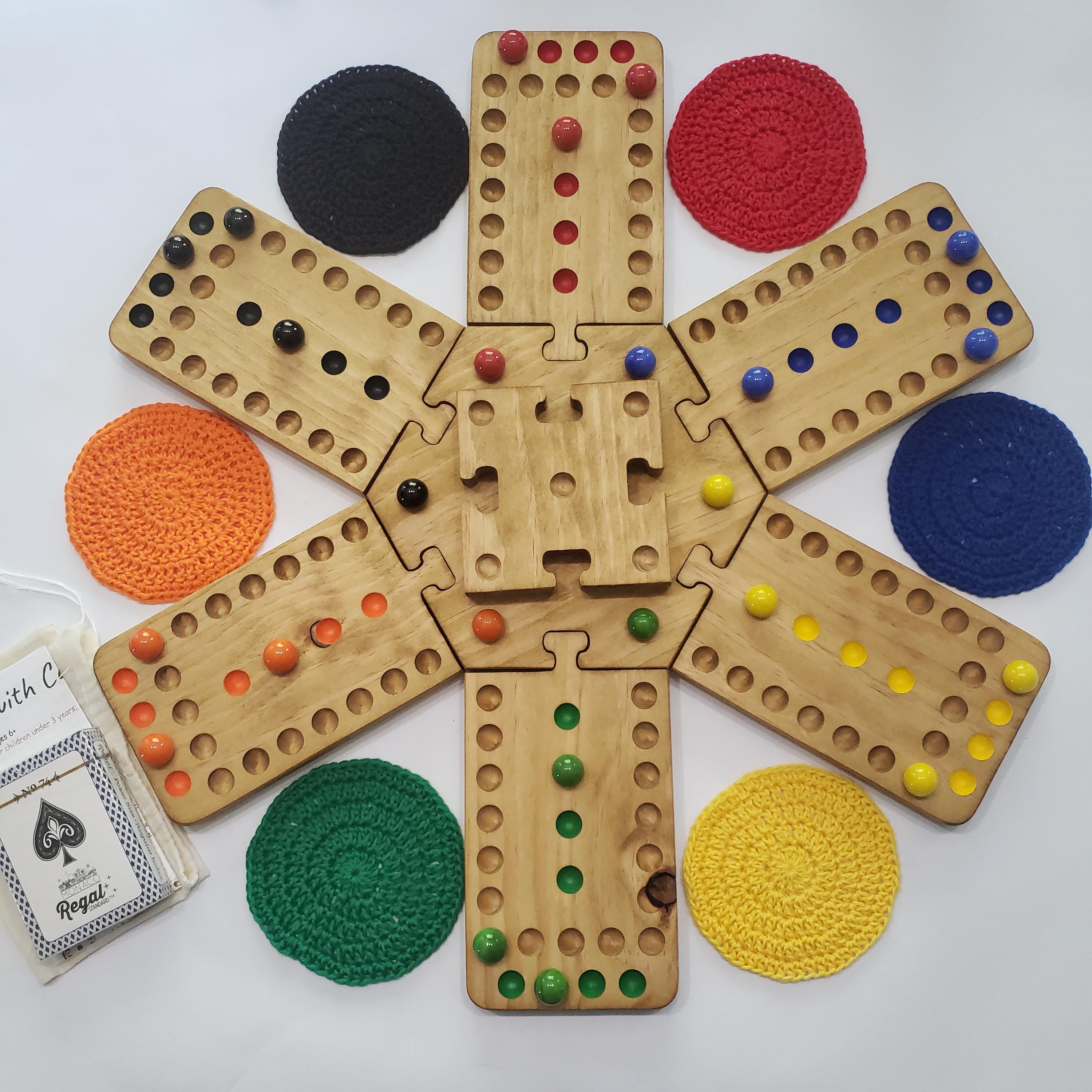 Marbles With Cards Board Game: Portable for 2-6 Players, 5/8" Glass ...