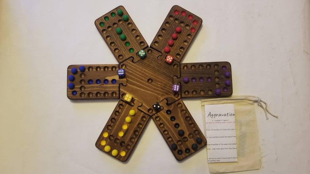 Aggravation Marble Board Game 2 3 4 5 6 Players 16 Inch Wood - Etsy