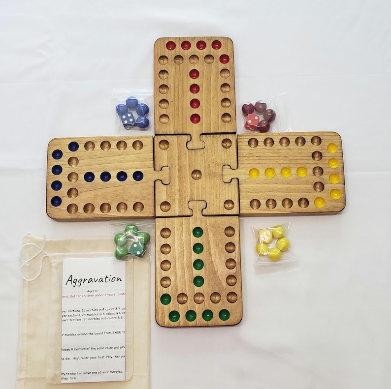 Aggravation Marble Board Game: Portable for 2-4 Player, 5/8" Glass ...