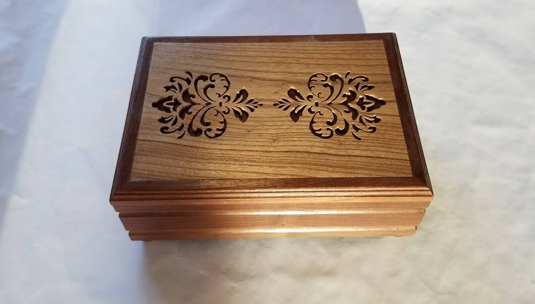 Walnut Box With Hand Scrolled Catulpa Top for Jewelry Sewing Wedding Confirmation Keepsakes - Etsy