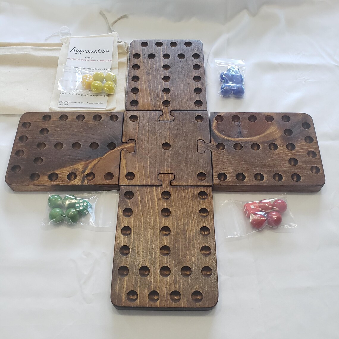 Aggravation Marble UNPAINTED Board Game: Portable for 2-4 Player, 18mm ...