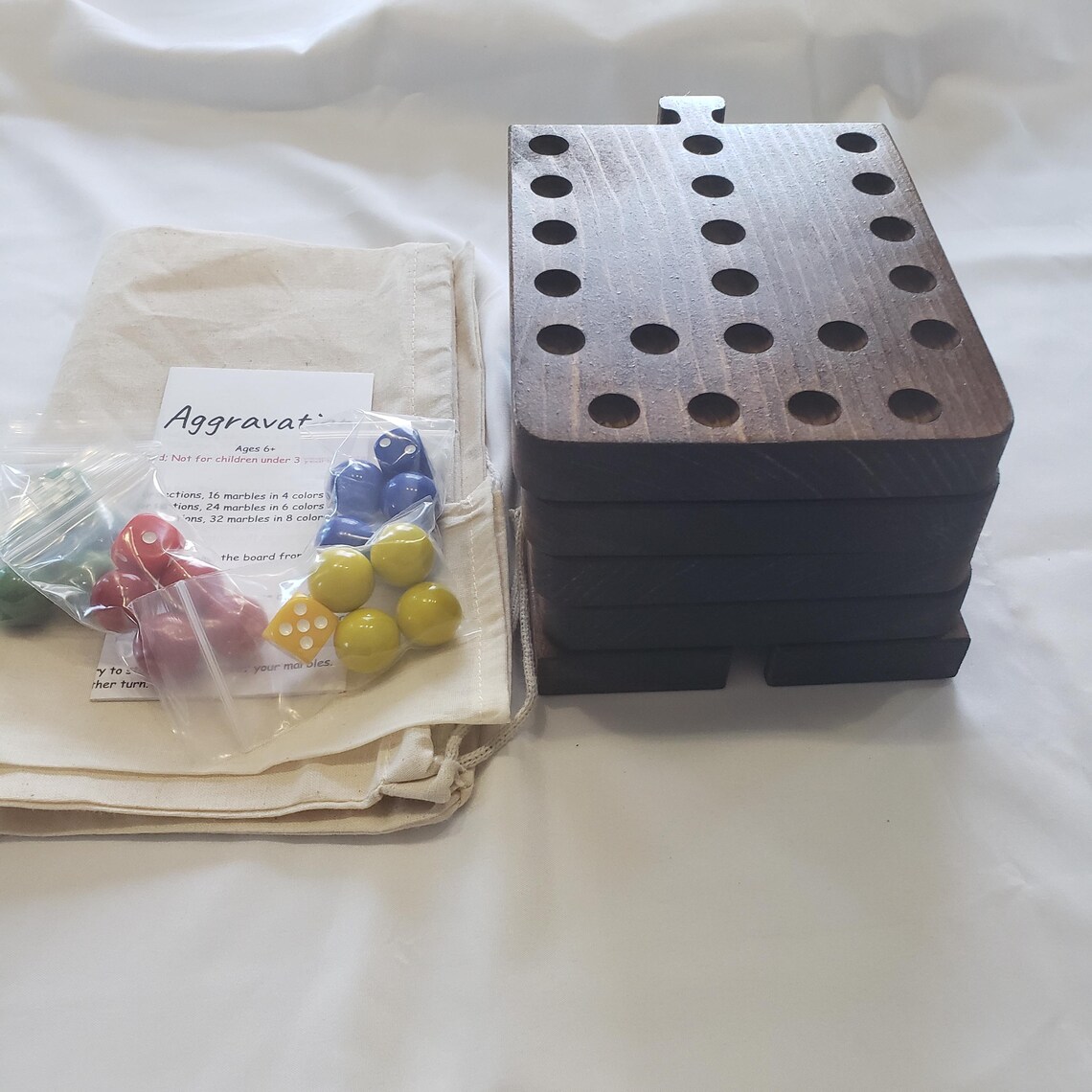 Aggravation Marble UNPAINTED Board Game: Portable for 2-4 Player, 18mm ...