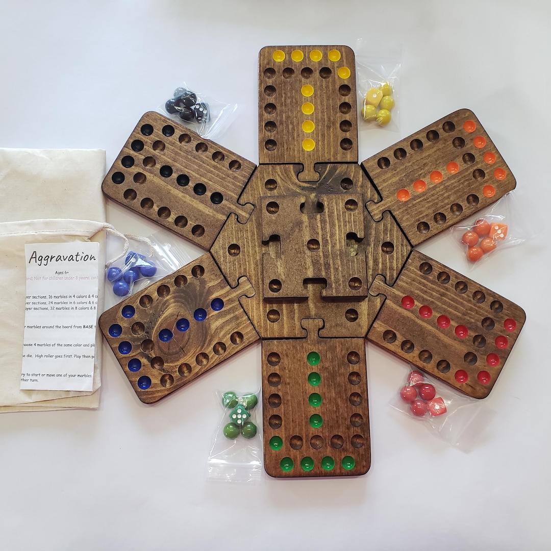 Aggravation Marble Board Game: Portable for 2-6 Players, Glass Marbles ...