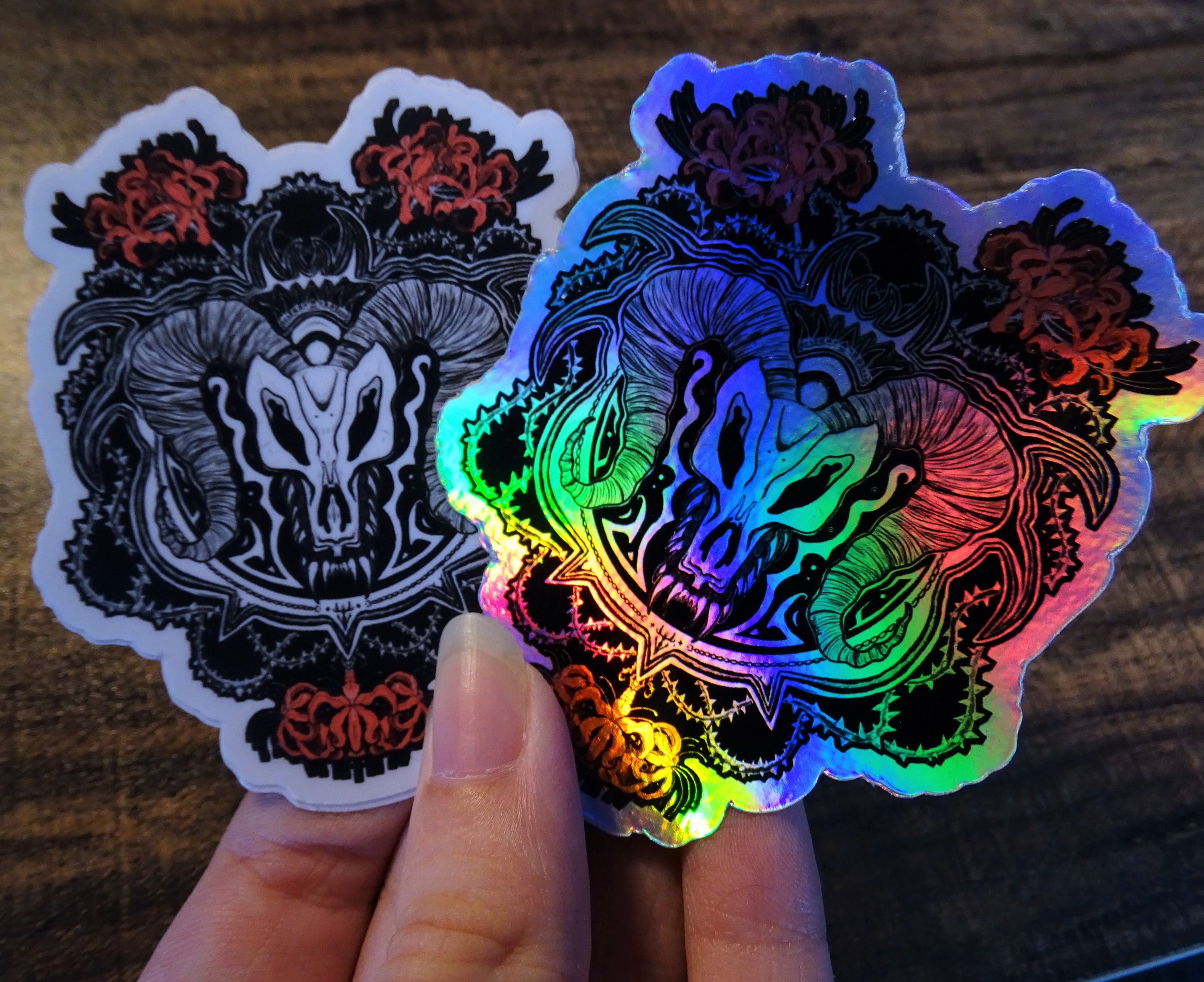 Holographic Demon Skull and Demon Skull Sticker - Etsy