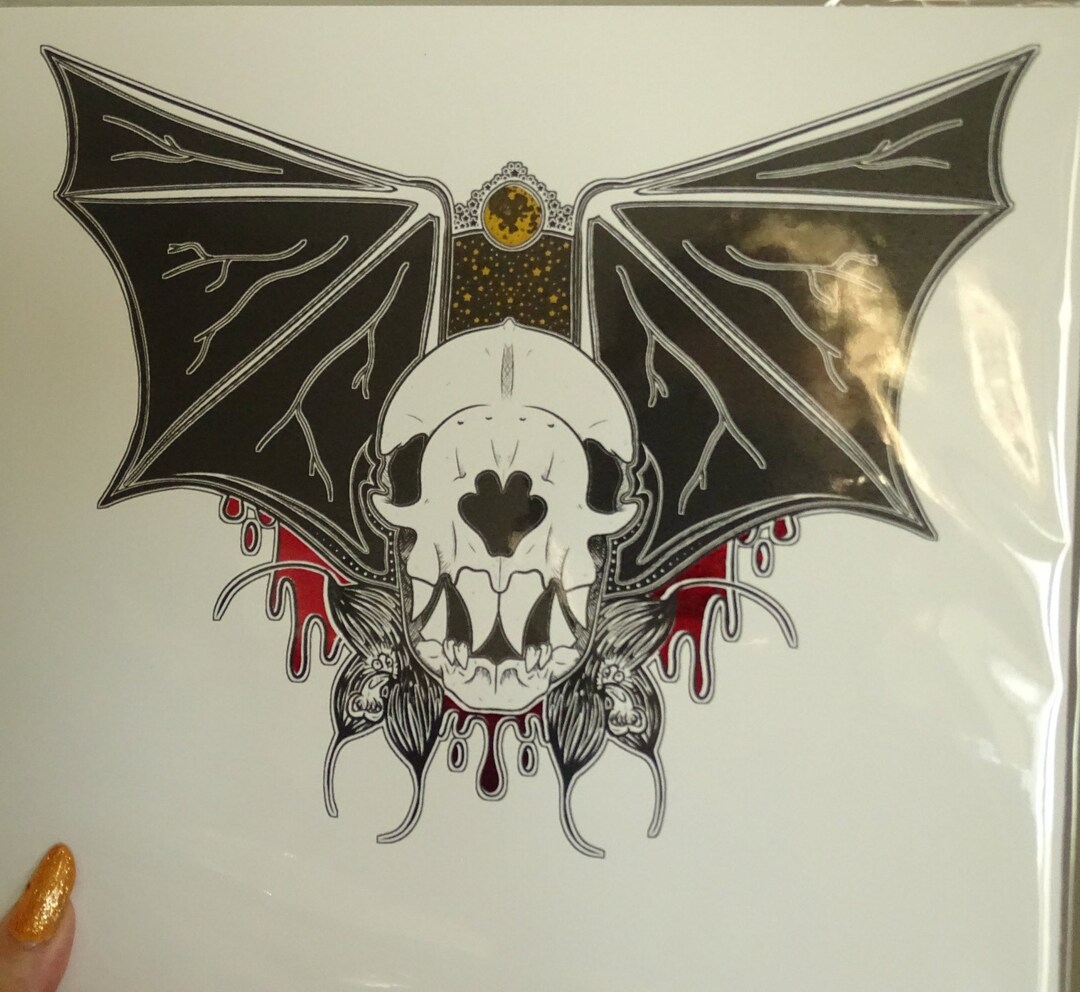 Vampire Bat Skull Foil Print - Etsy