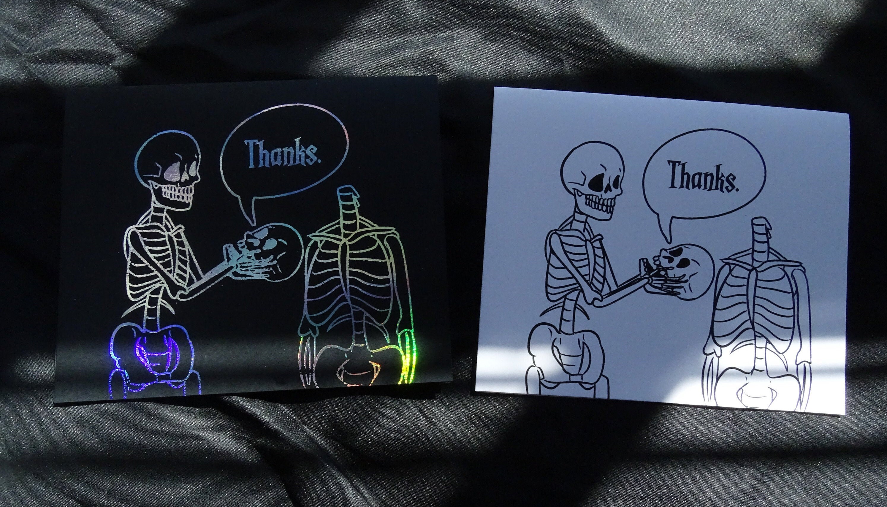 Thanks Skeleton Cards - Etsy