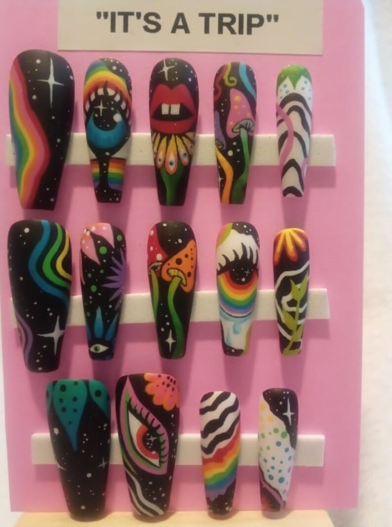 Its a Trip Hand Painted Full Press on Nail Set - Etsy
