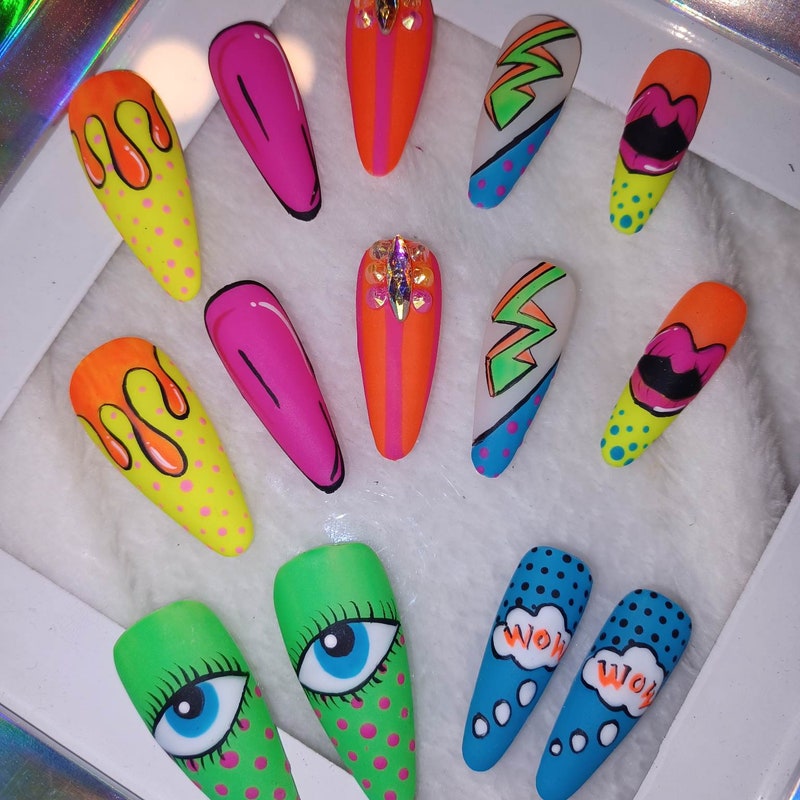 Fake Nails Nail Art - Etsy