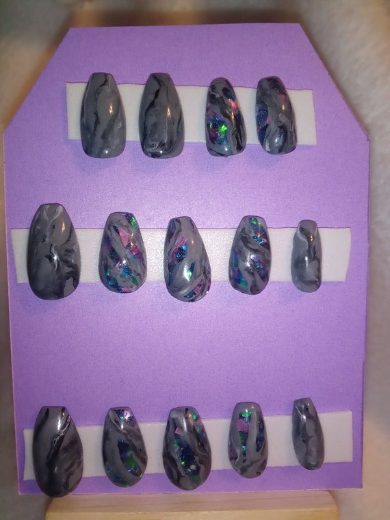 Purple Geode Full Set of Press on Nails - Etsy