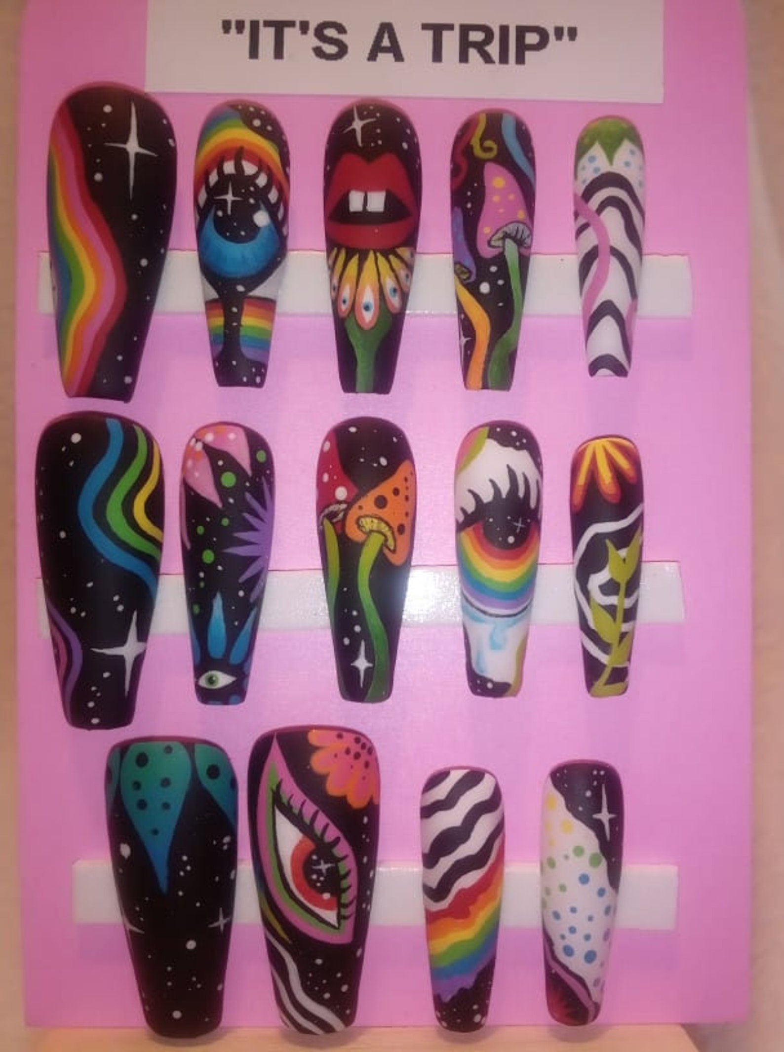 Its a Trip Hand Painted Full Press on Nail Set - Etsy