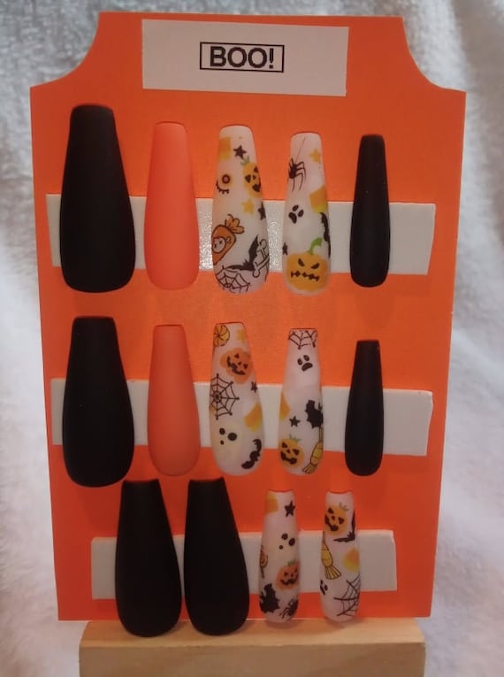 BOO Full Set of Halloween Press on Nails - Etsy