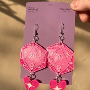 Dungeons & Dragons Pink Glitter D20 Dice Earrings - Sterling Silver, 2 ...