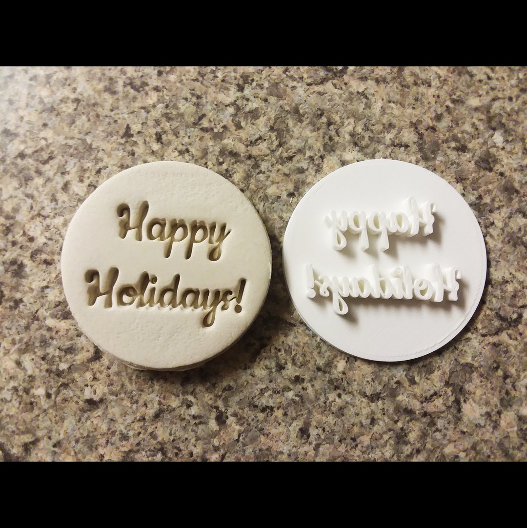 Happy Holidays V01 Christmas Embosser Stamp Cupcake Embosser Cookie ...
