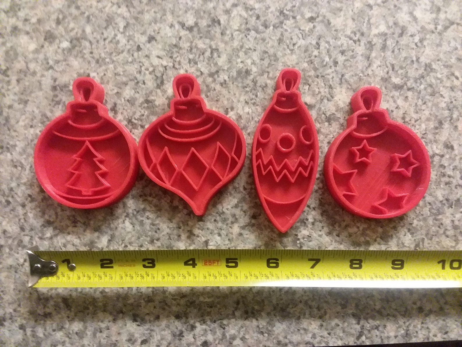 Set of 4 Christmas Ornaments 3D Printed Christmas Cookie | Etsy