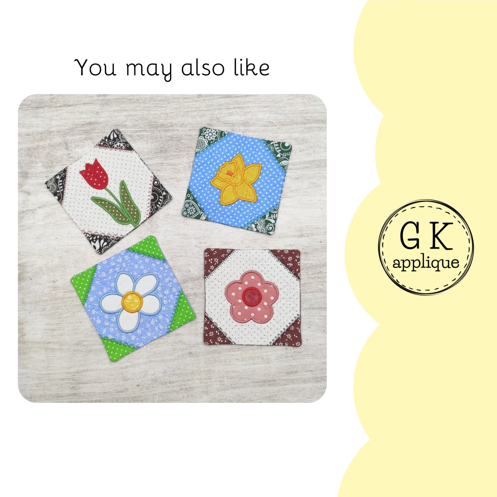 ITH Spring Flower Mug Rug Design. ITH Easter Embroidery Design. ITH Mug ...