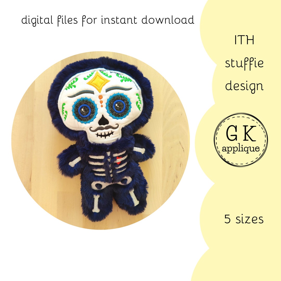 ITH Skeleton Stuffie Design. ITH Halloween Stuffie. ITH Skeleton Soft ...
