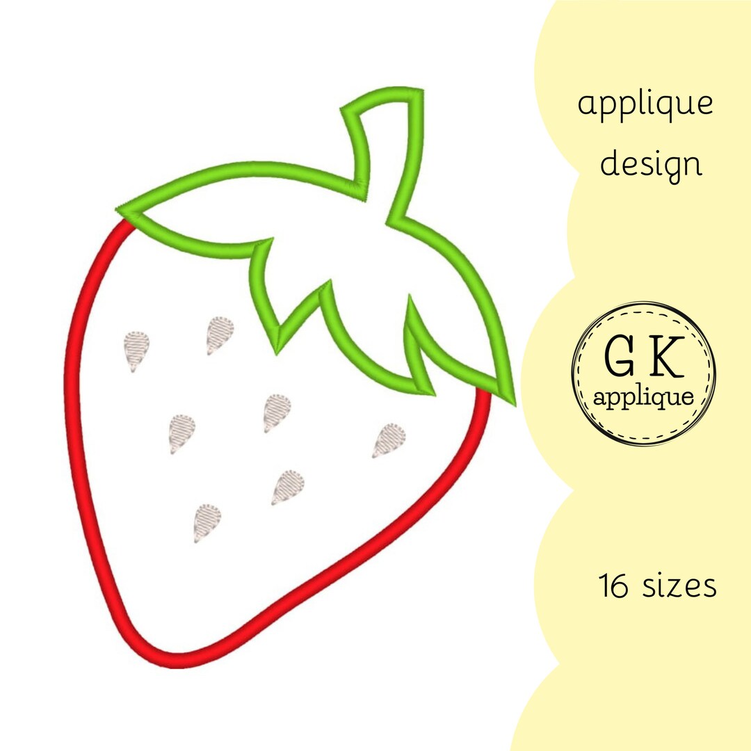 Strawberry Applique Design. Fruit Machine Embroidery Pattern. - Etsy