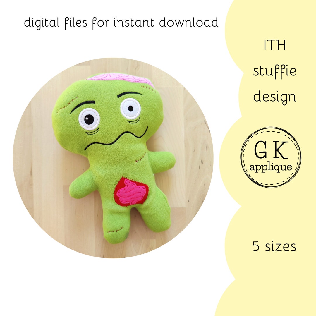 ITH Zombie Stuffie Design. ITH Halloween Stuffie. ITH Monster Soft Toy ...