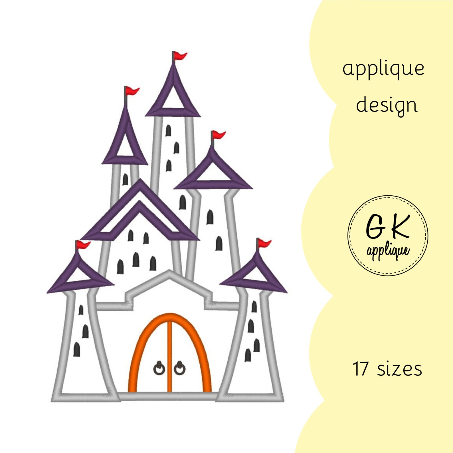 Castle Applique Design. Castle Embroidery Design. Machine - Etsy