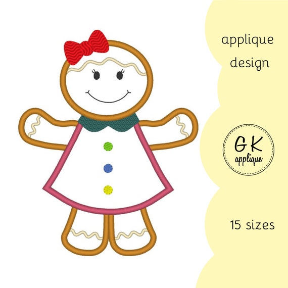 Gingerbread Girl Applique Design. Xmas Machine Embroidery - Etsy