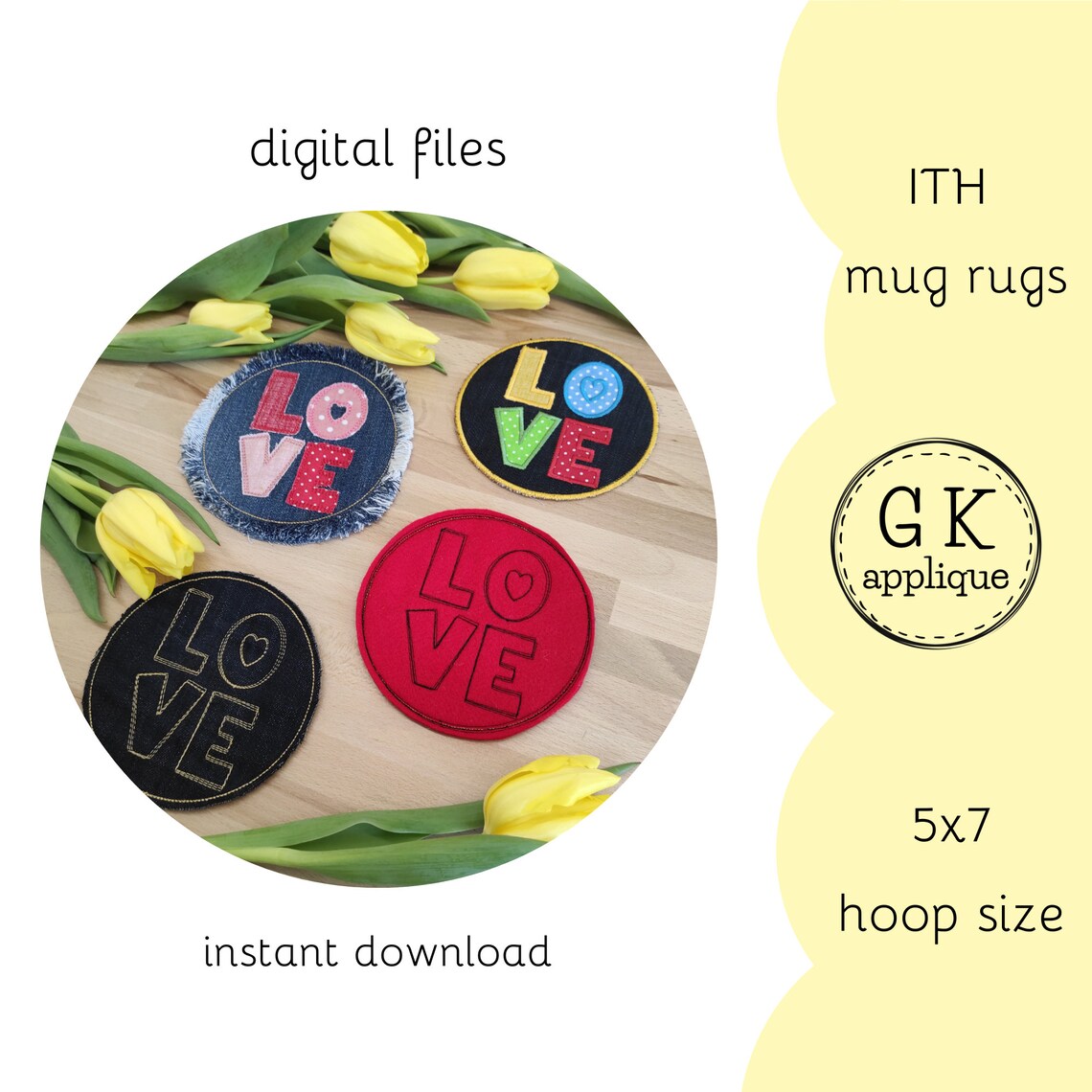 ITH Love Mug Rug Pattern. in the Hoop Valentine's Day Mug - Etsy