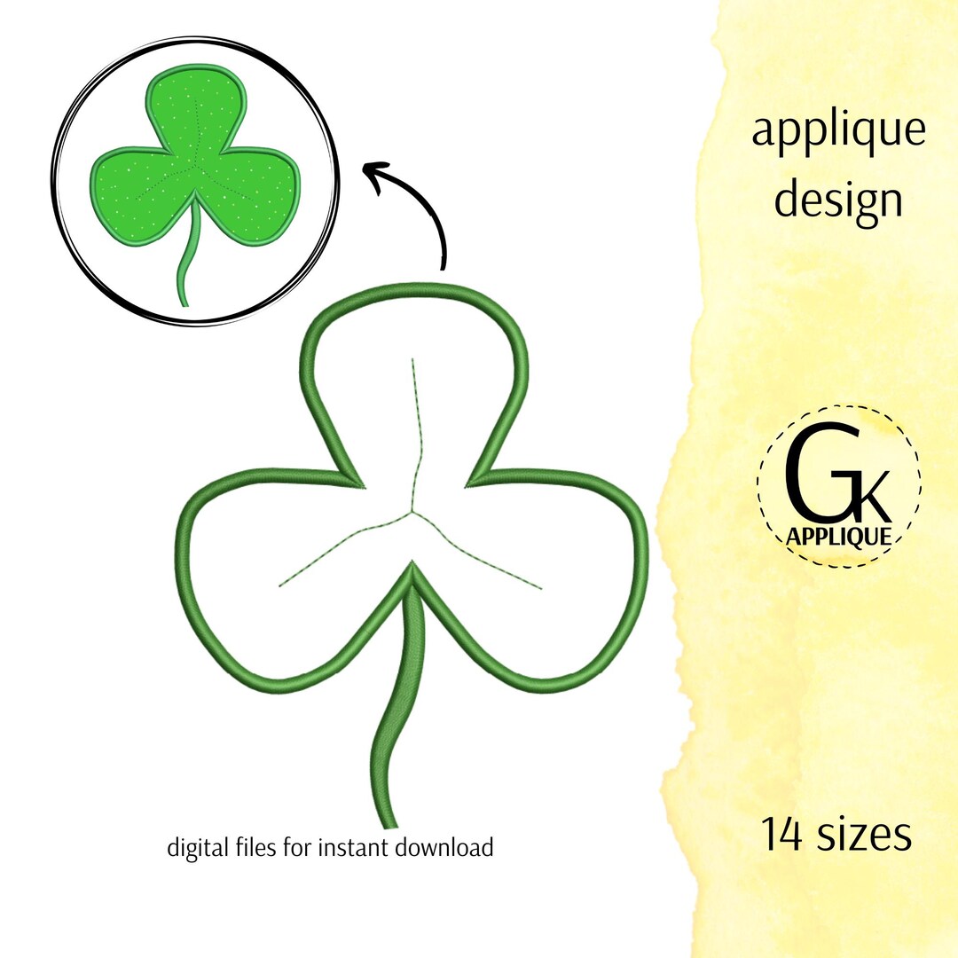 Shamrock Applique Design. Clover Embroidery Pattern. Machine Embroidery ...