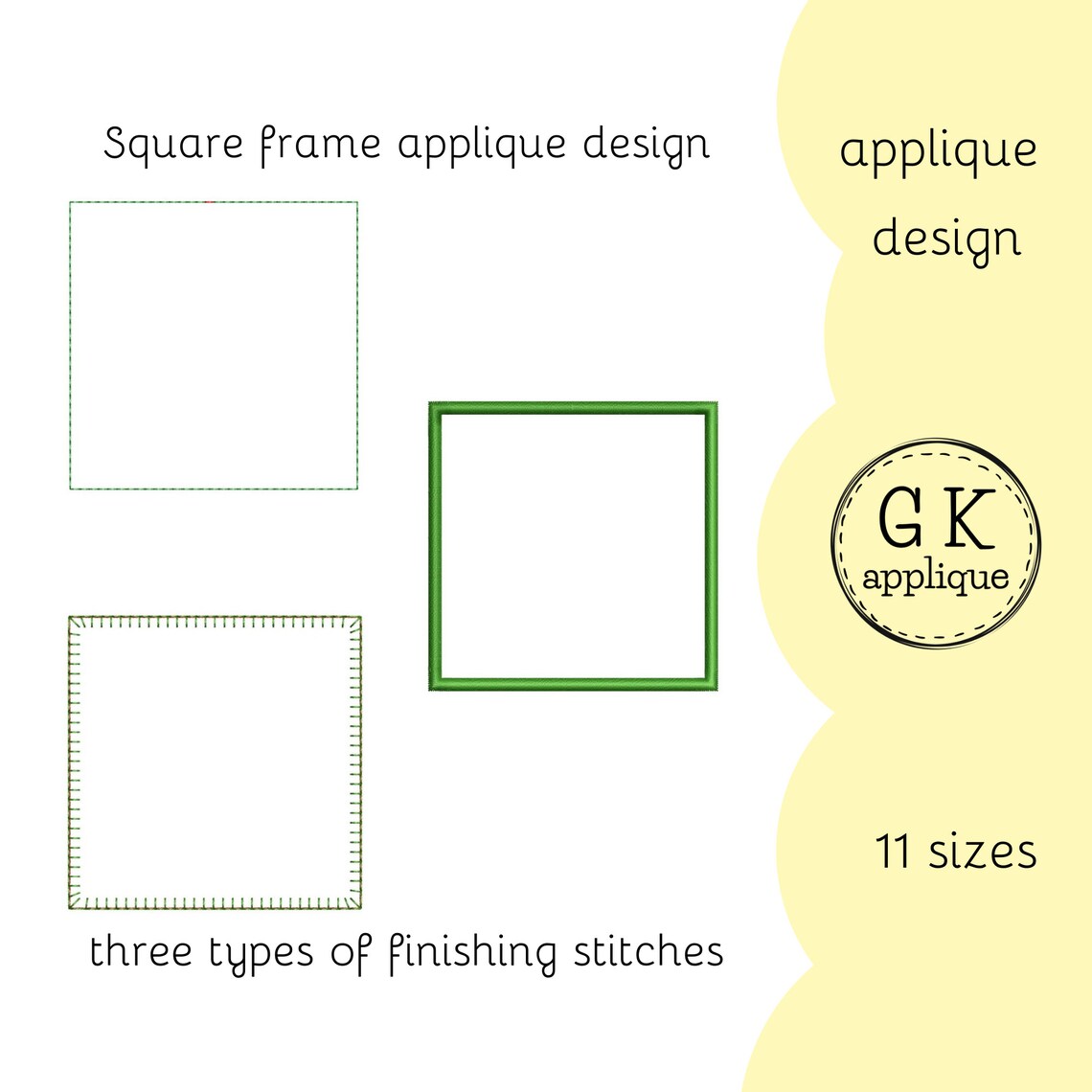 Square Applique Design. Square Frame Machine Embroidery Design. Frame ...