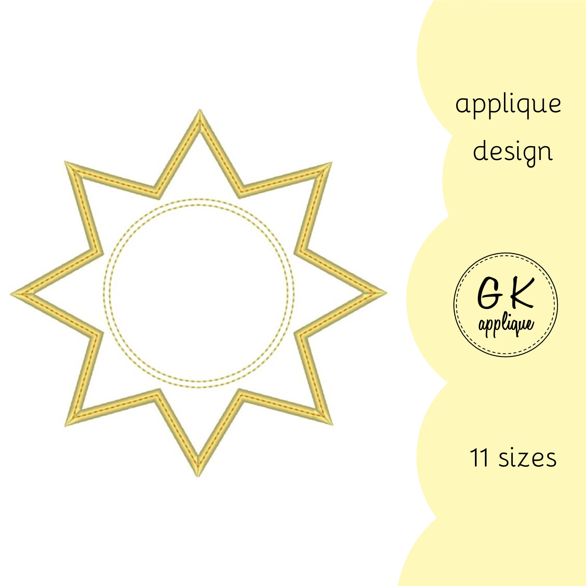 Sun Applique Pattern. Machine Embroidery Design. | Etsy
