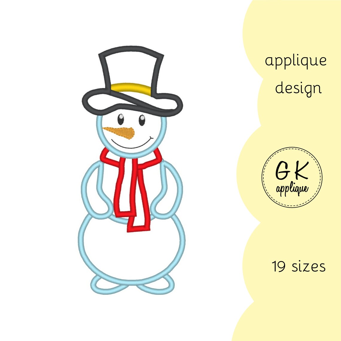 Snowman Applique Design. Christmas Embroidery Design for Your - Etsy