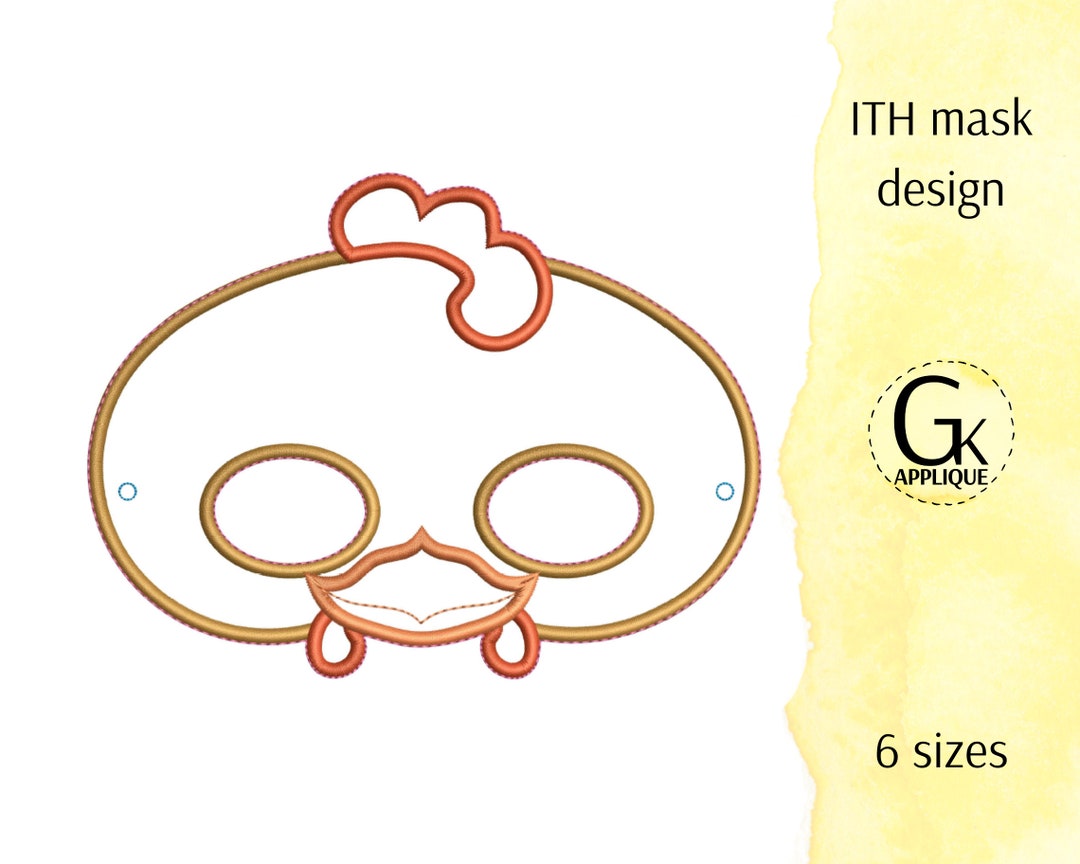 ITH Hen Mask Design. ITH Farm Animal Mask Embroidery Design. Pretend ...