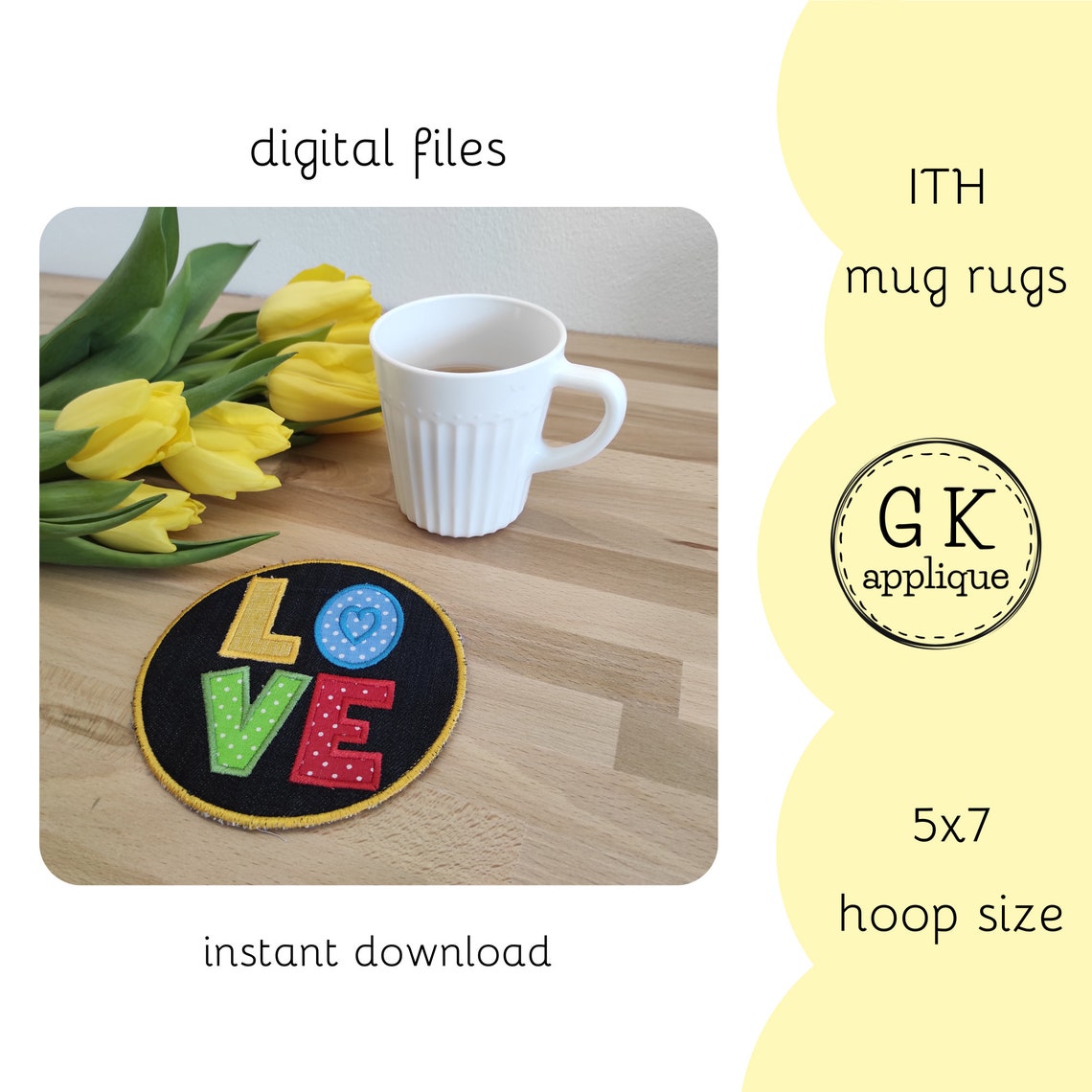 ITH Love Mug Rug Pattern. in the Hoop Valentine's Day Mug - Etsy
