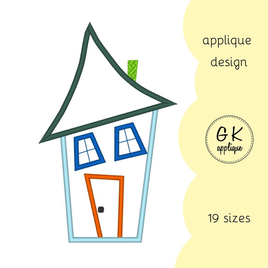 House Applique Design. House Embroidery Design. Fairy House Embroidery ...