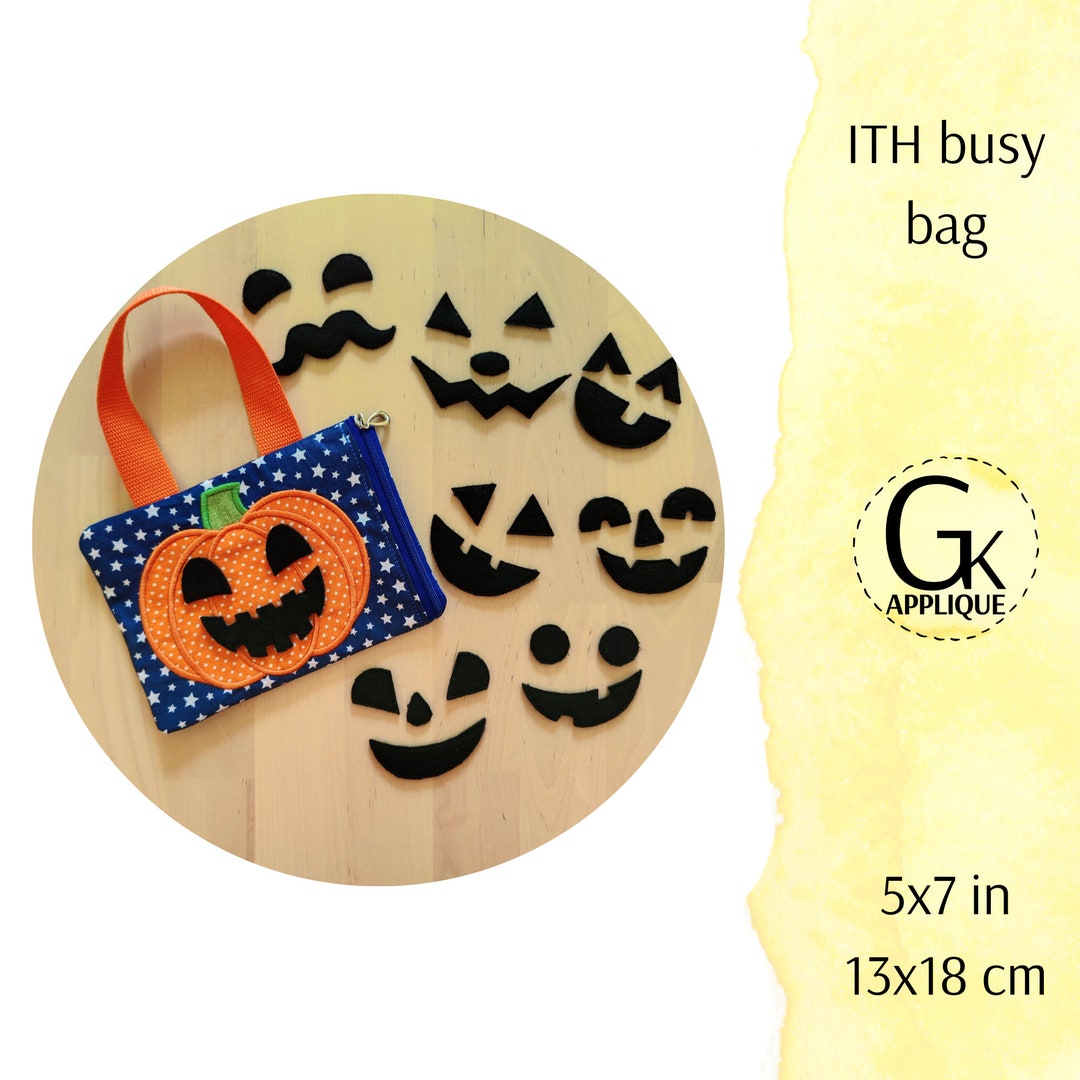 ITH Halloween Pumpkin Busy Bag Design. ITH Halloween Zipper Bag Design ...