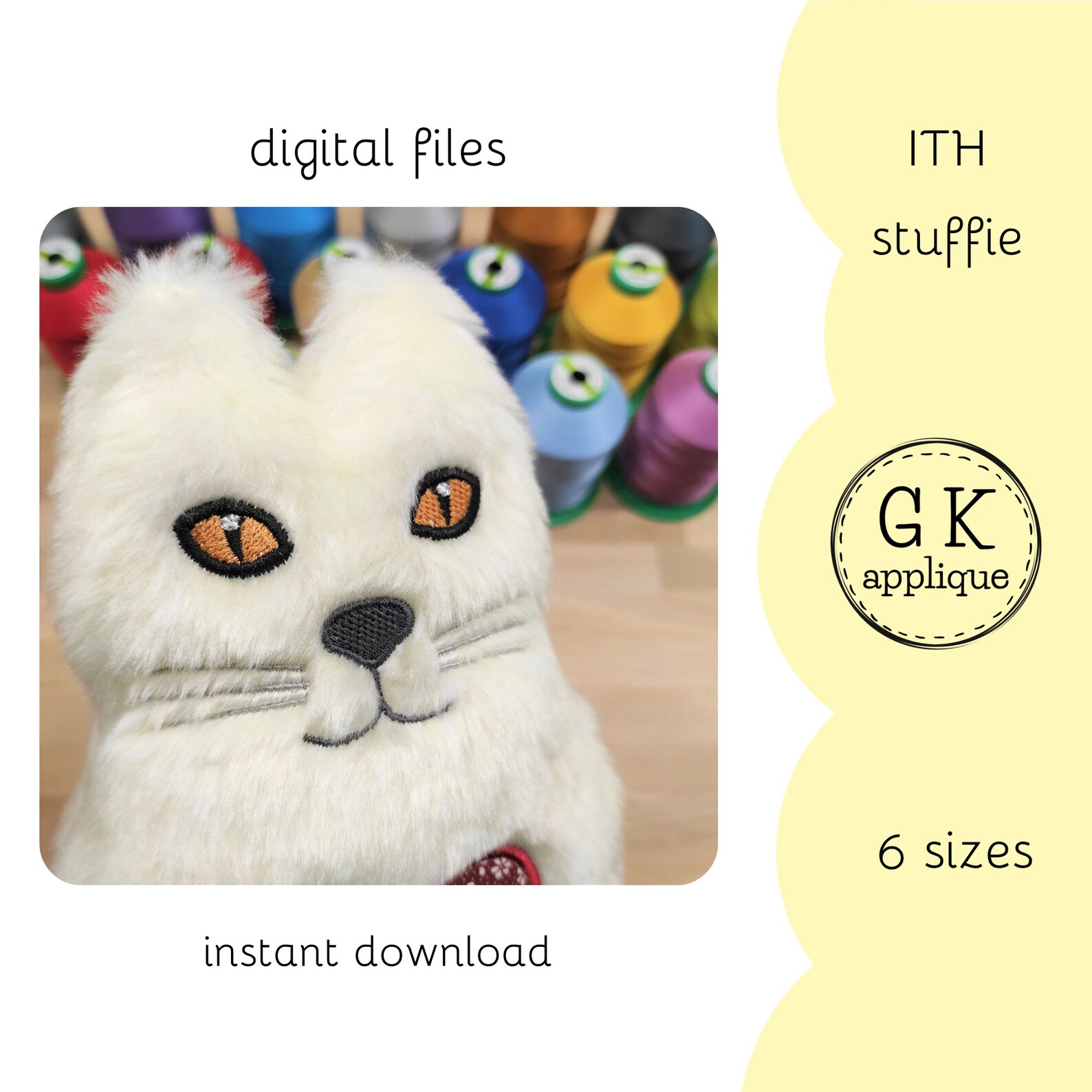 ITH Cat Stuffie. in the Hoop Kitty Soft Toy. Love Machine - Etsy