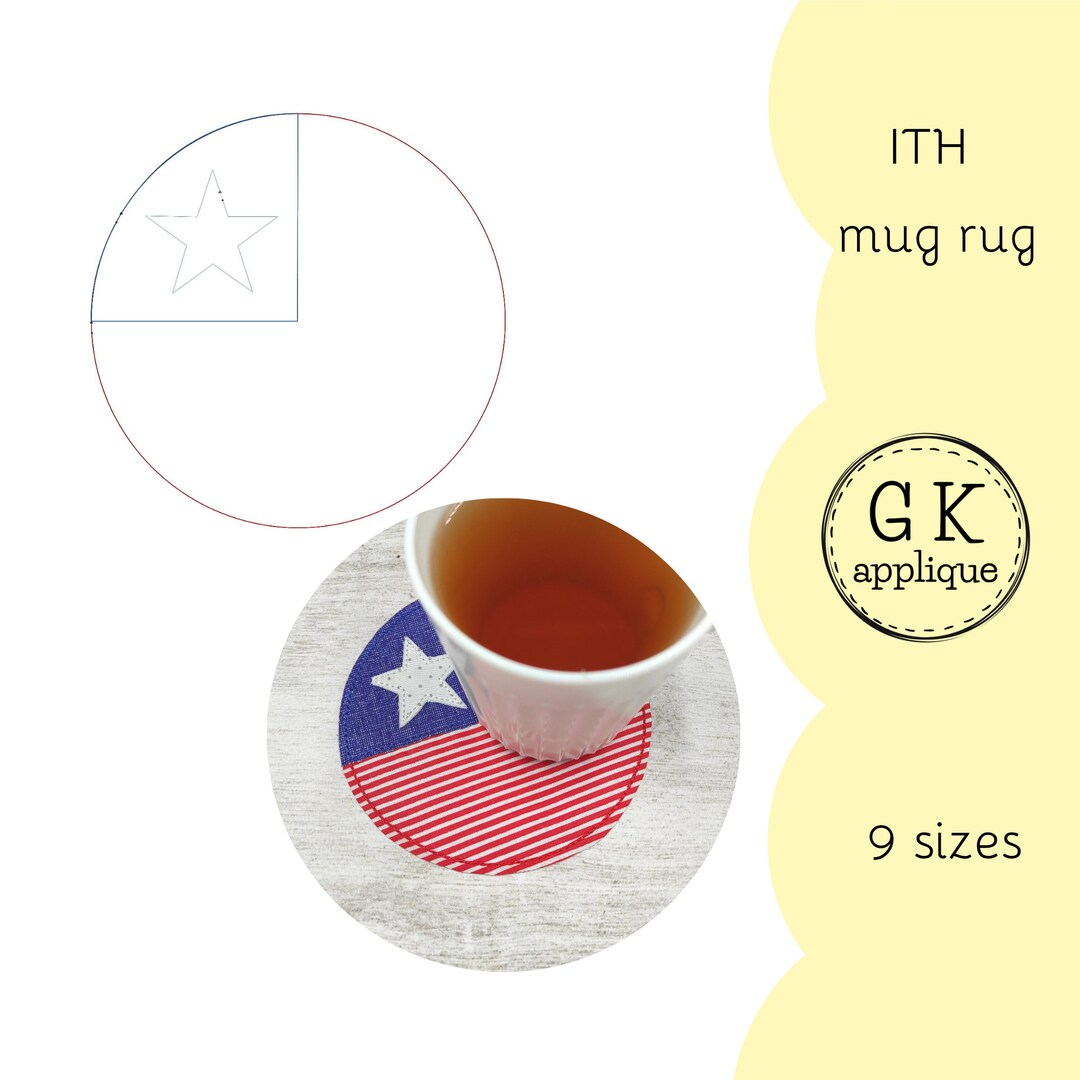 ITH American Flag Mug Rug Design. in the Hoop US Flag Mug Rug Pattern ...