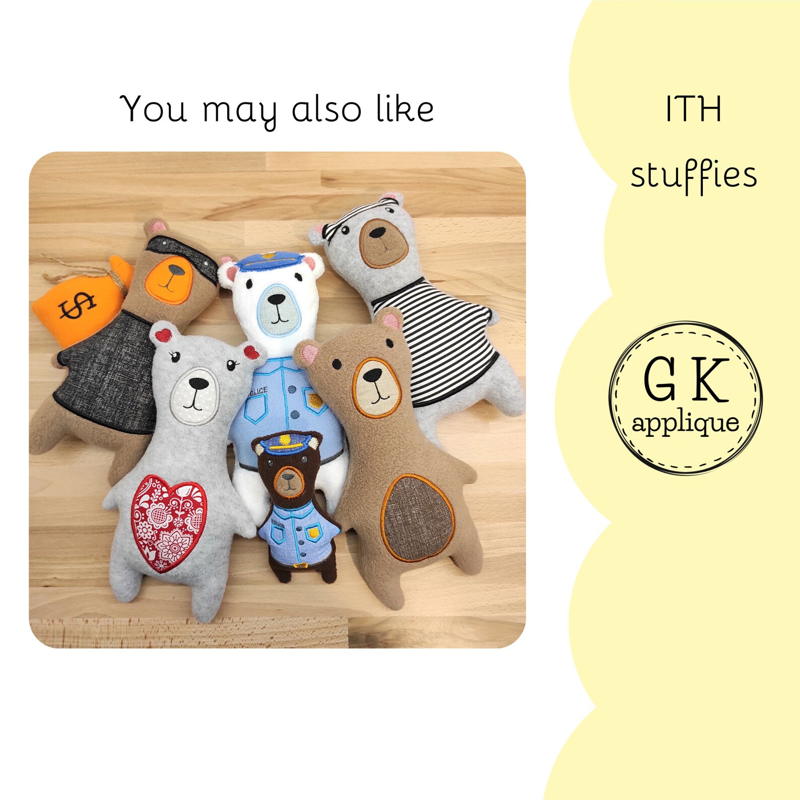 ITH Love Teddy Bear Stuffie Design. ITH Bear Soft Toy. in the Hoop ...