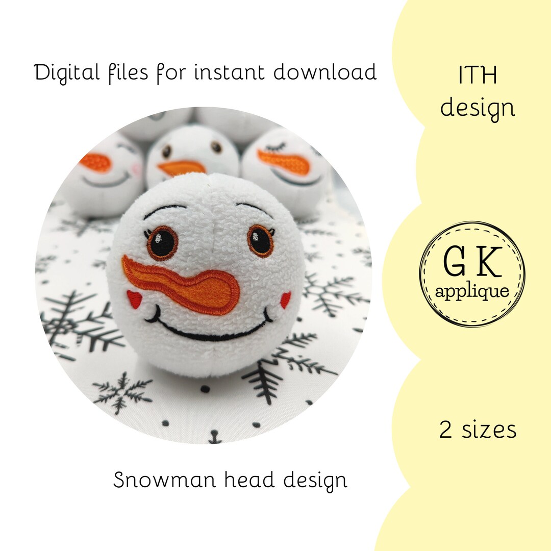 ITH Snowman Snowball Stuffie Design - One Design for 4x4 and 5x7 Hoop ...