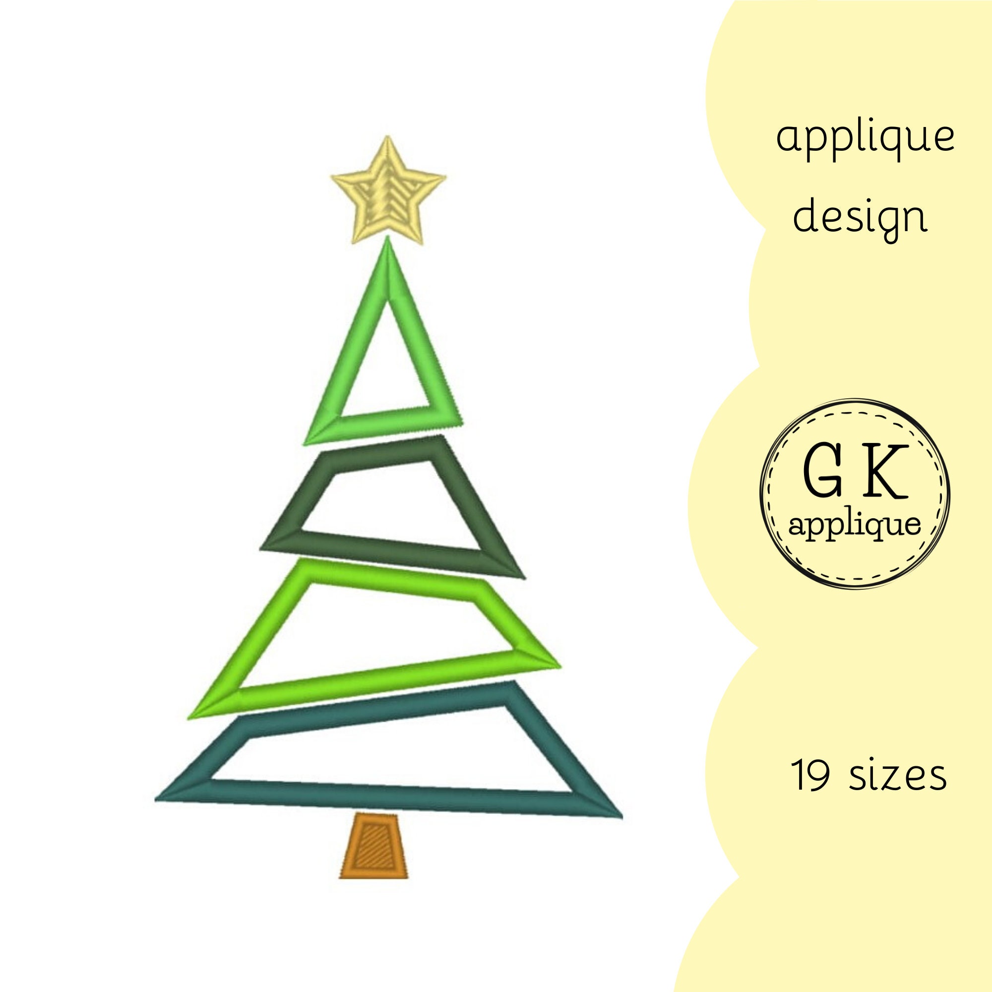 Christmas Tree Applique Design. Machine Embroidery Design. - Etsy