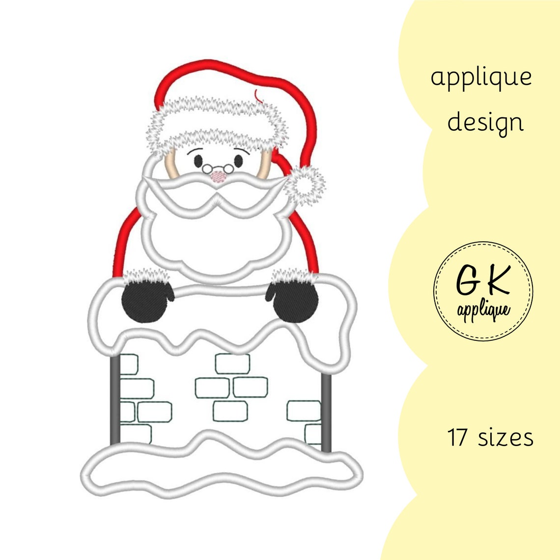 Santa Claus Applique Design. Christmas Machine Embroidery | Etsy