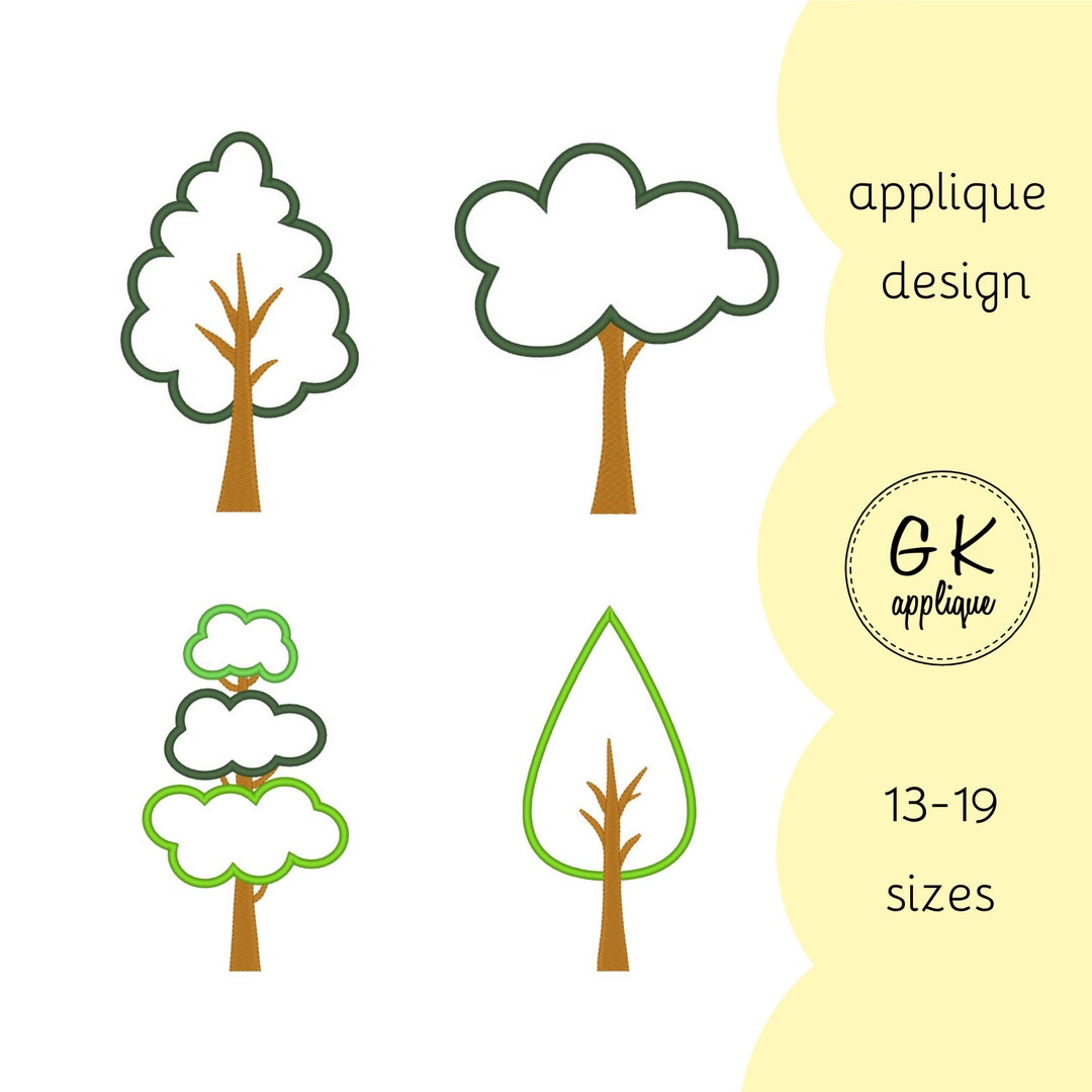Tree Applique Designs Bundle. Machine Embroidery Patterns. BEST DEAL ...