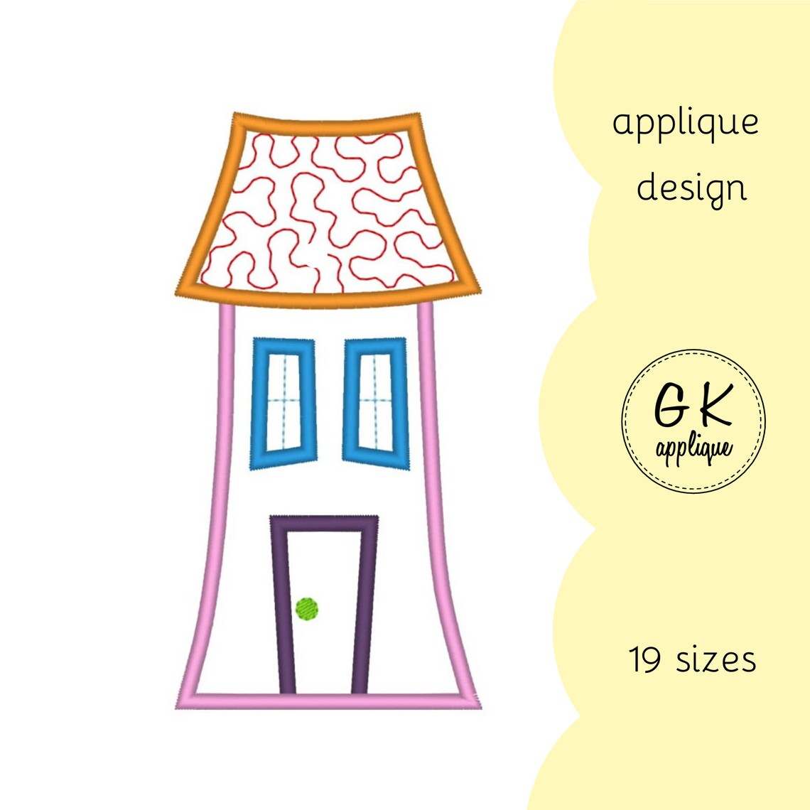 House Applique Design. Cottage House Machine Embroidery | Etsy