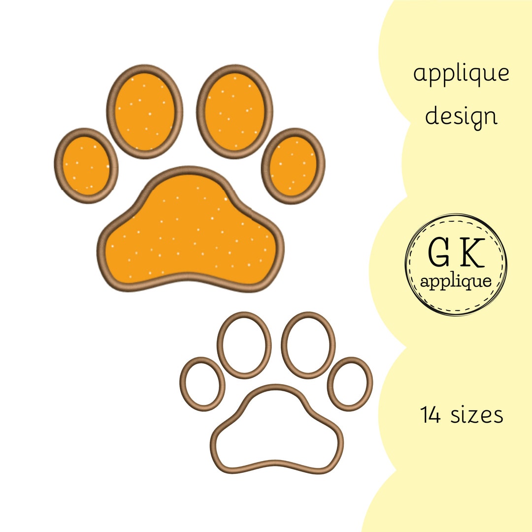 Cat Paw Print Applique Design. Animal Footprint Applique Pattern ...