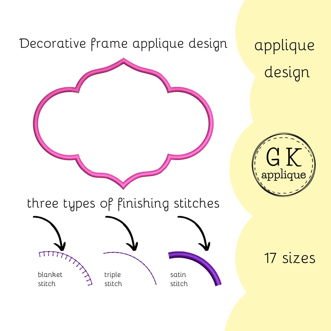 Decorative Frame Applique Design. Frame Machine Embroidery Pattern ...