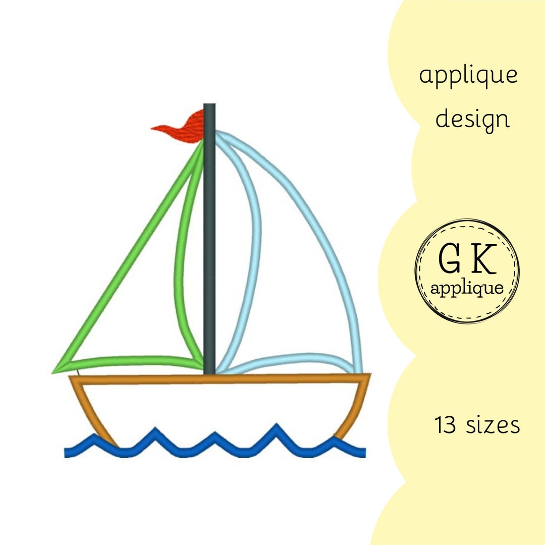 Sailboat Applique Design. Sailing Boat Applique. Sailing Boat ...
