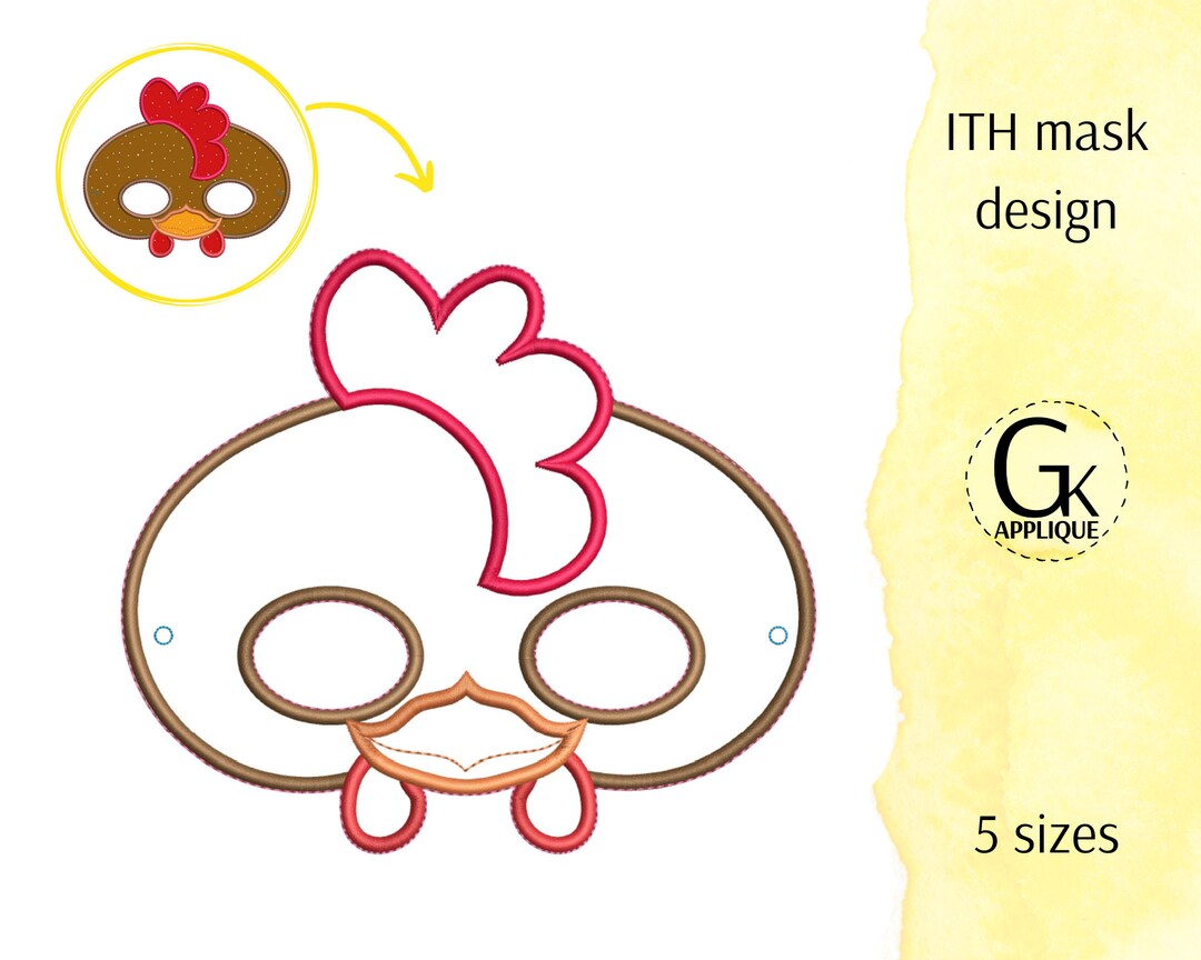 ITH Rooster Mask Design. ITH Farm Animal Mask Embroidery Design ...