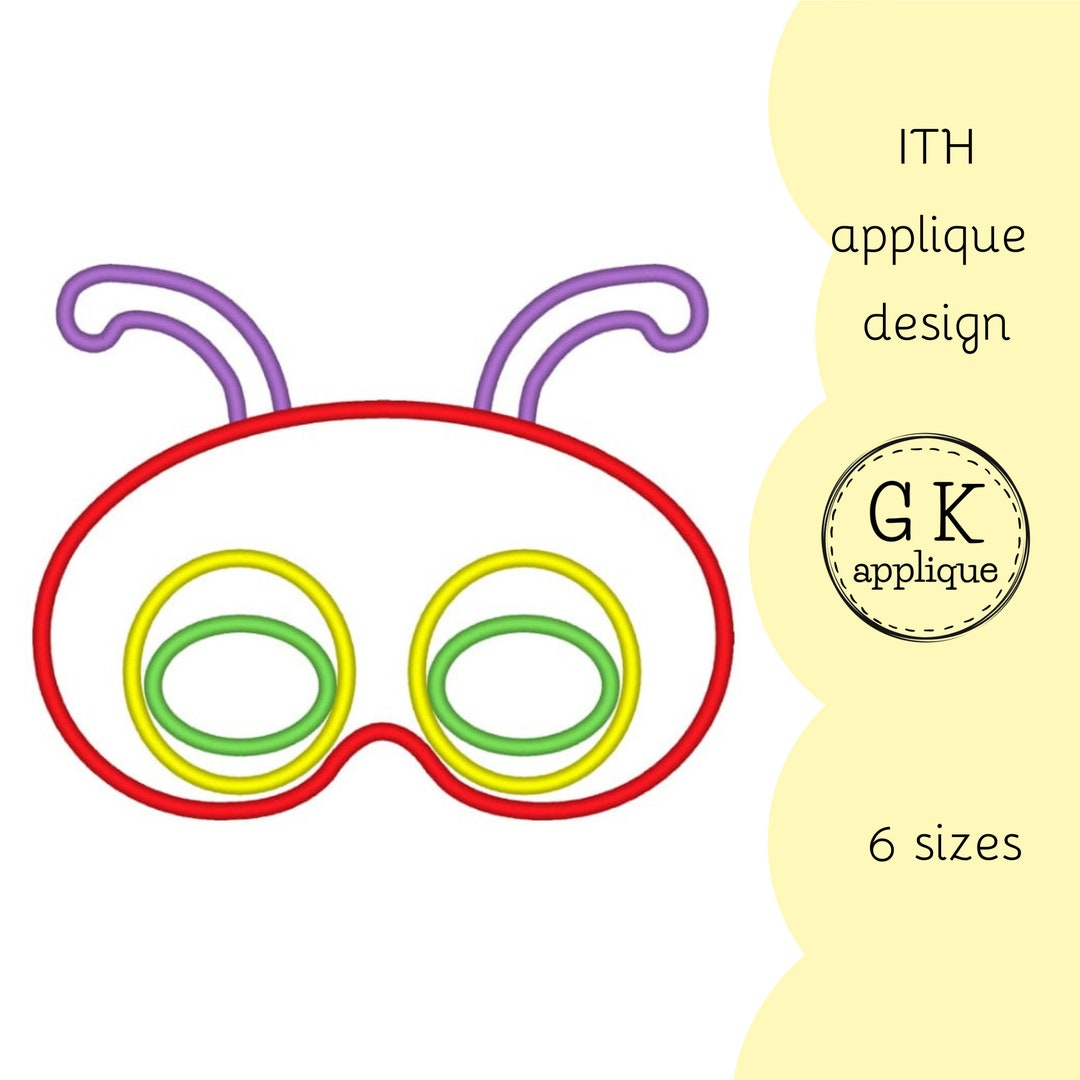 ITH Caterpillar Mask Applique Design. Bug Pretend Mask Machine ...