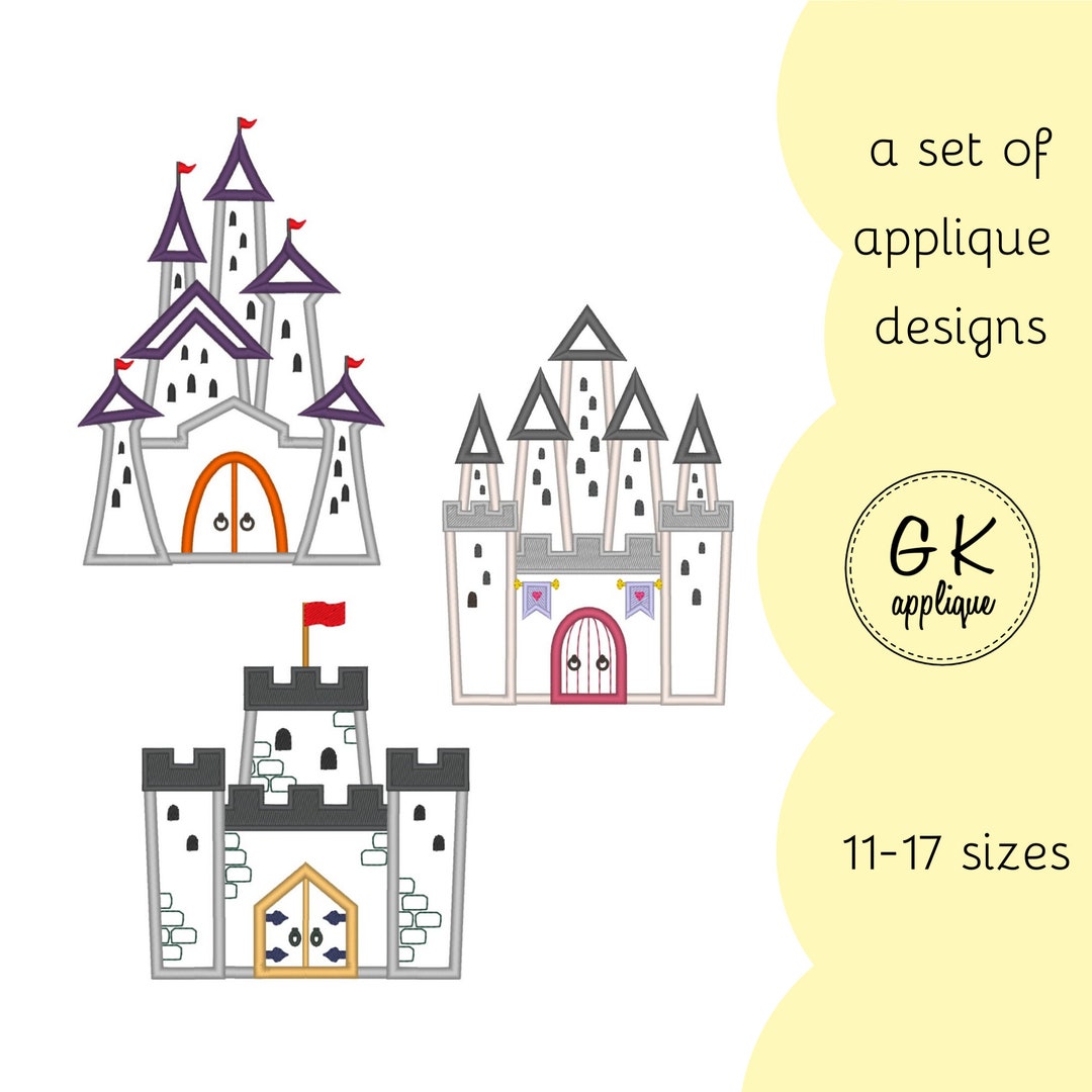 Castle Applique Designs Set. Fairy Tale Machine Embroidery Designs ...